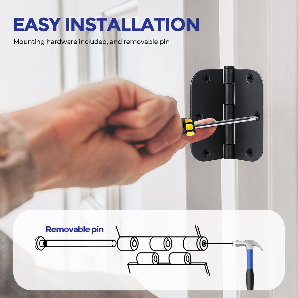Ravinte Door Hinges 3 ½"x 3 ½" Door Hardware Controls Rounded 5/8" Rad