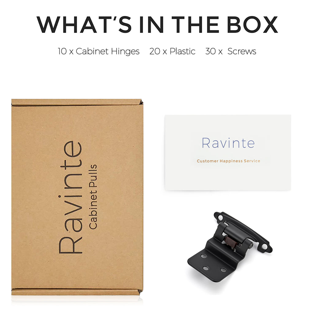 Ravinte 3/8" Inset Matte Black & Sastin Nickel Cabinet Hinge,Self Clos