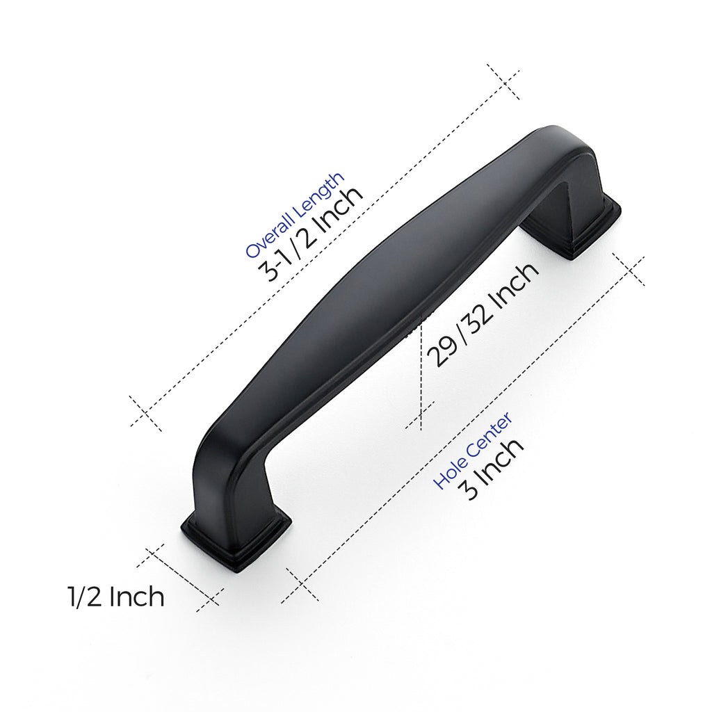 Ravinte Solid 3 Inch Kitchen Cabinet Handles Matte Black Cabinet Pulls