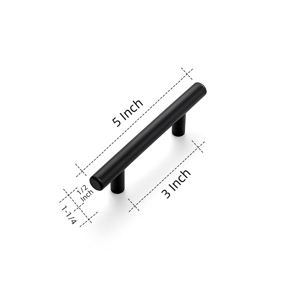 12 Pack | 5'' Cabinet Pulls Matte Black Stainless Steel Kitchen Drawer ...